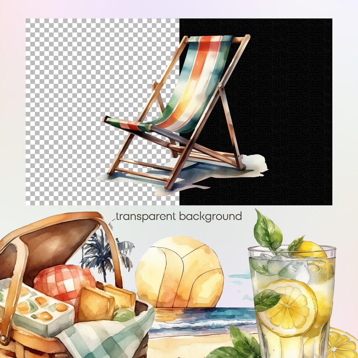 Summer Themed Set, Camping Clipart PNG, Transparent Background Clipart ...