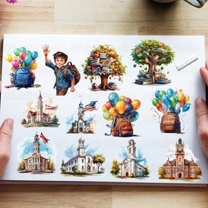 Back to School Clipart Bundle, Transparent Background Clipart, School ...