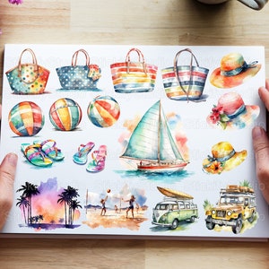 Summer Themed Set, Camping Clipart PNG, Transparent Background Clipart ...