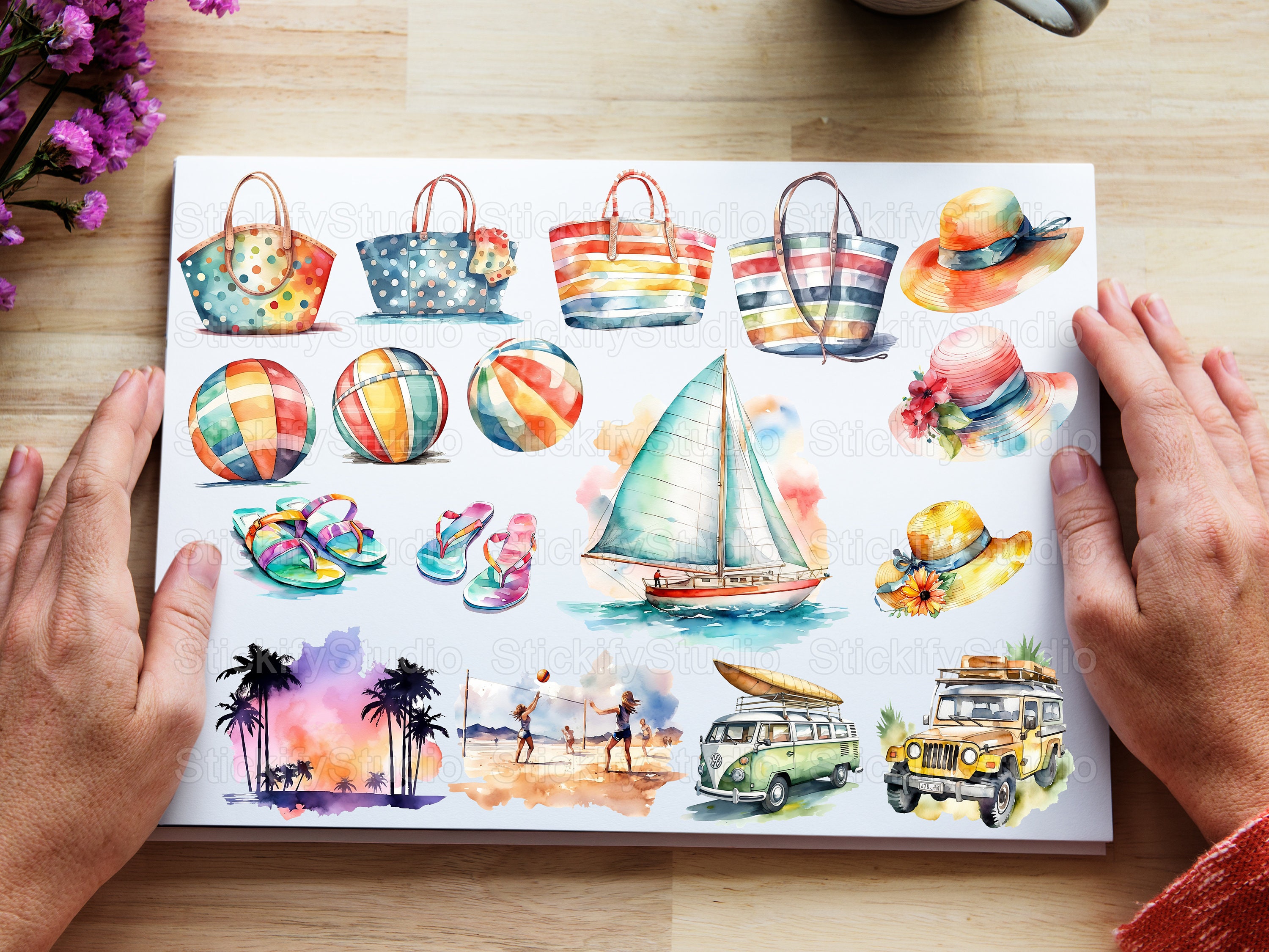 Summer Themed Set, Camping Clipart PNG, Transparent Background Clipart ...