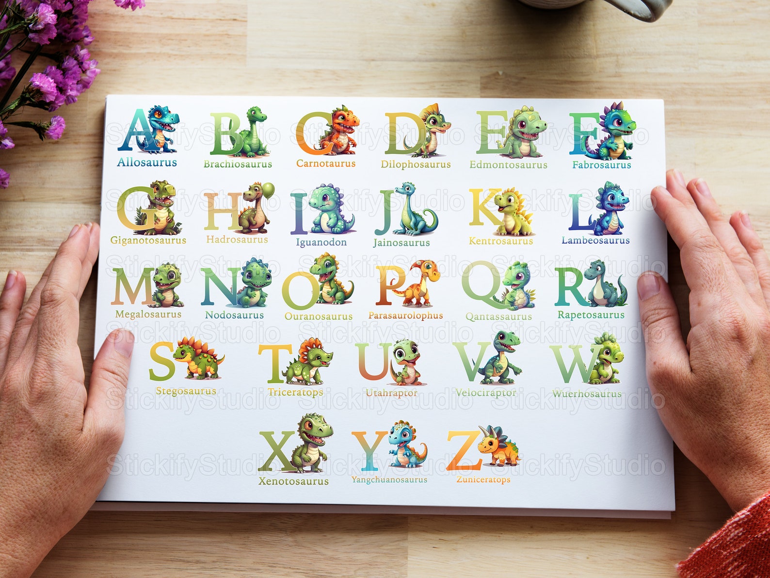 Baby Dinosaurs Alphabet Clipart Bundle, Transparent Background Clipart ...