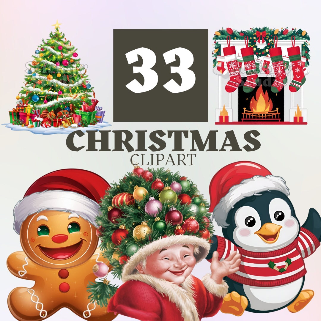 Christmas Clipart Bundle, Transparent Background Clipart, Christmas ...