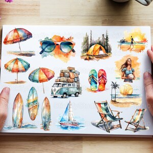 Summer Themed Set, Camping Clipart PNG, Transparent Background Clipart ...