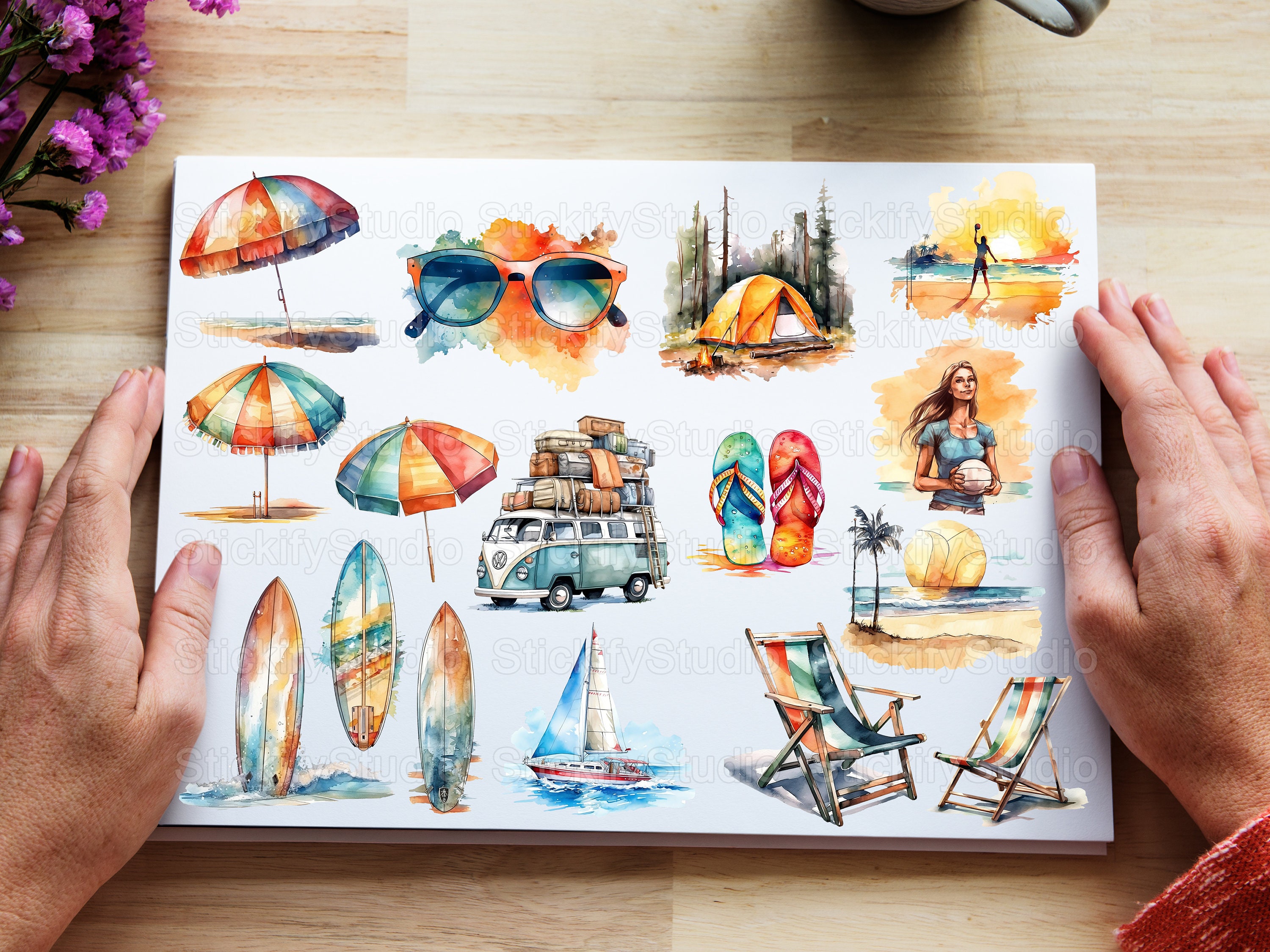 Summer Themed Set, Camping Clipart PNG, Transparent Background Clipart ...