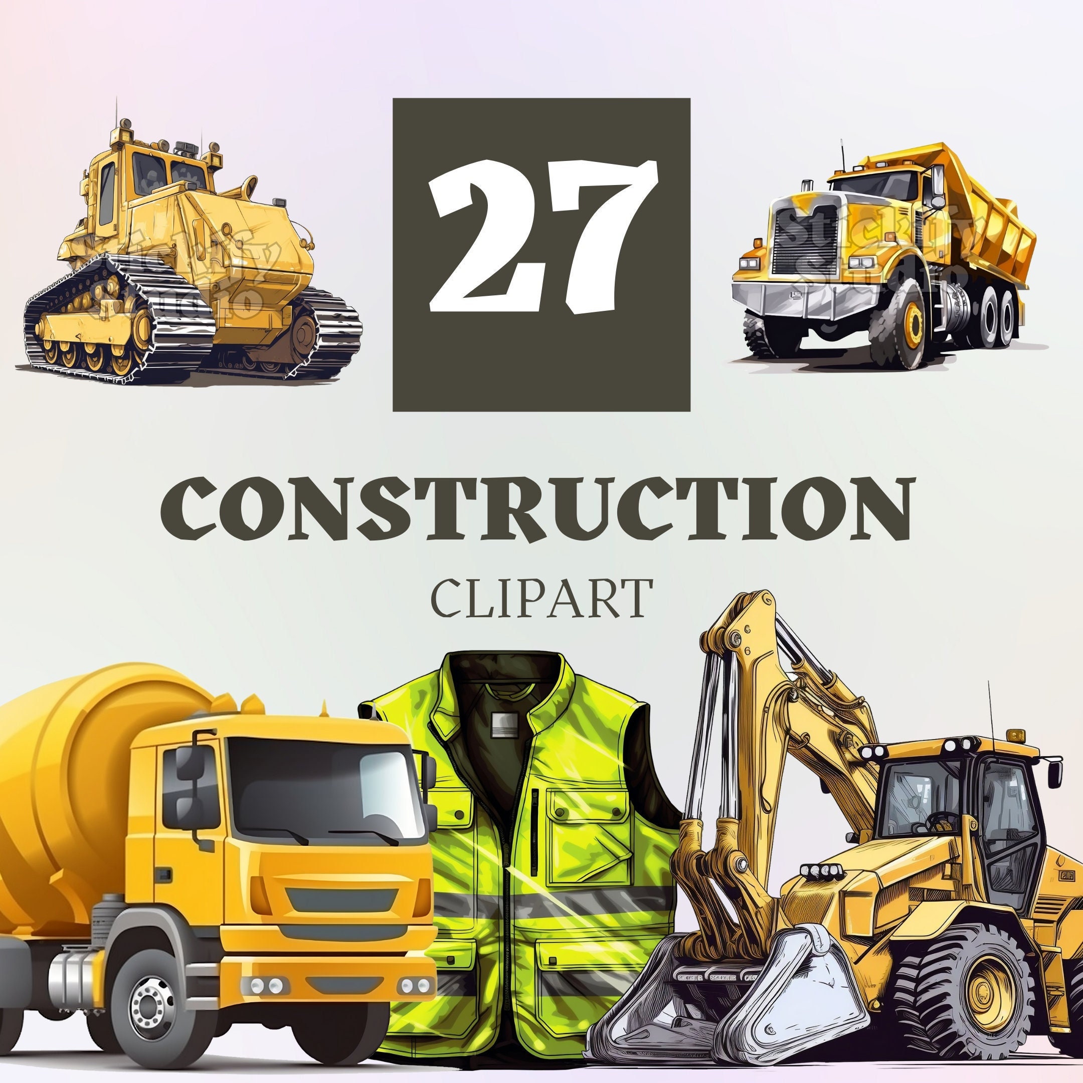 Construction Clipart Bundle, Transparent Background Clipart, Heavy ...