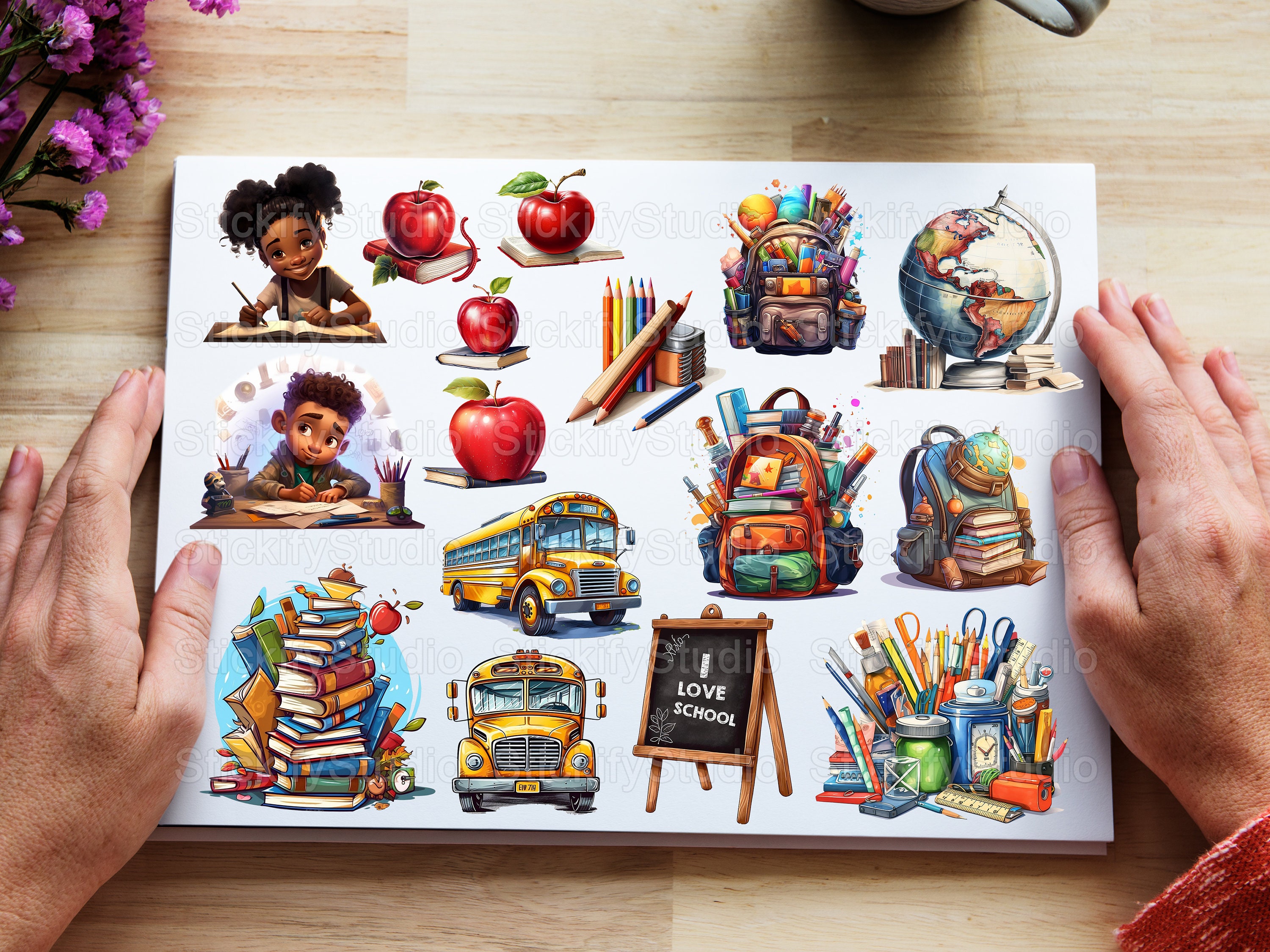 Back to School Clipart Bundle, Transparent Background Clipart, School ...