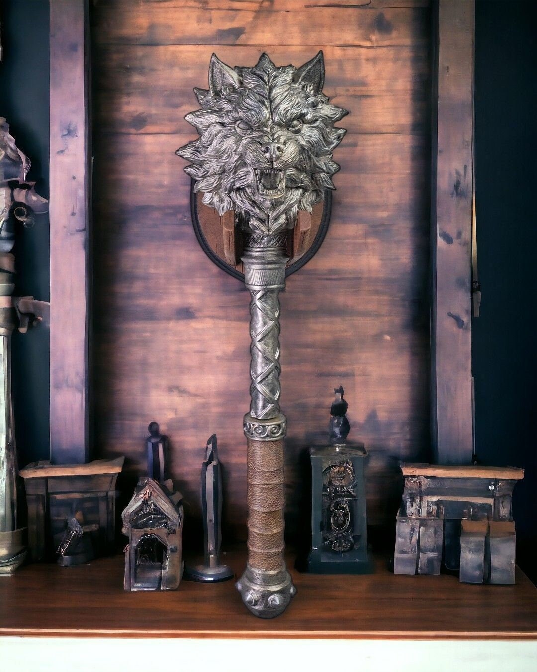 Lone Wolf Mace Roleplaying Prop Cosplay Mace Unpainted Wolf Mace ...