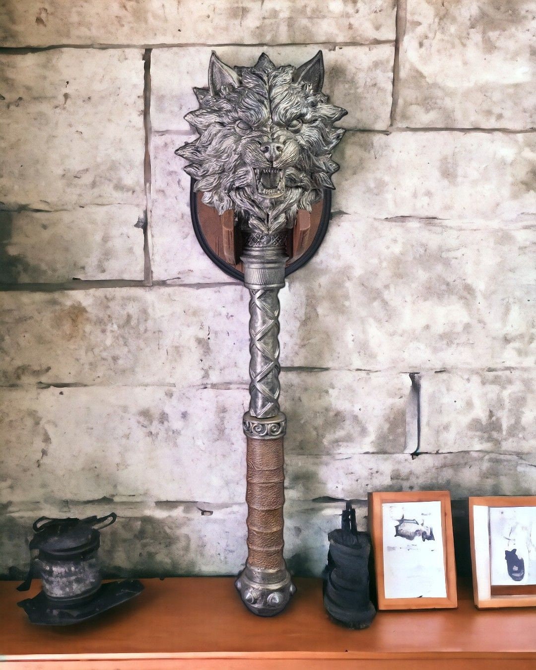 Lone Wolf Mace Roleplaying Prop Cosplay Mace Unpainted Wolf Mace ...