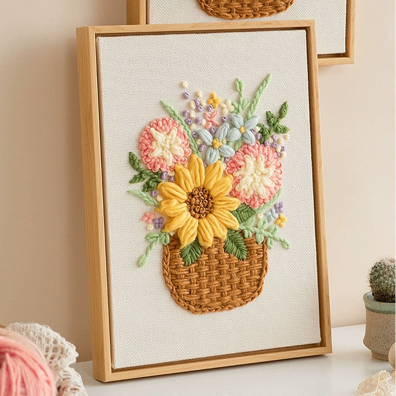 Poke Embroidery DIY Kit - Embroidery Flower Basket Painting for ...