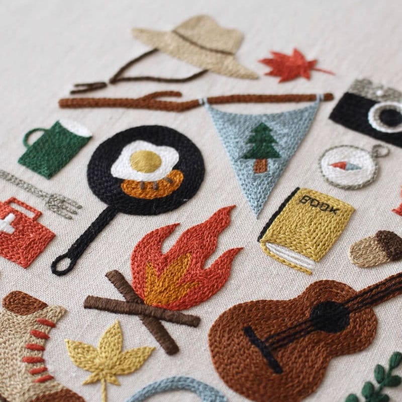 Camping Embroidery Kit, Needlecraft Kit, Embroidery Pattern, Beginners ...