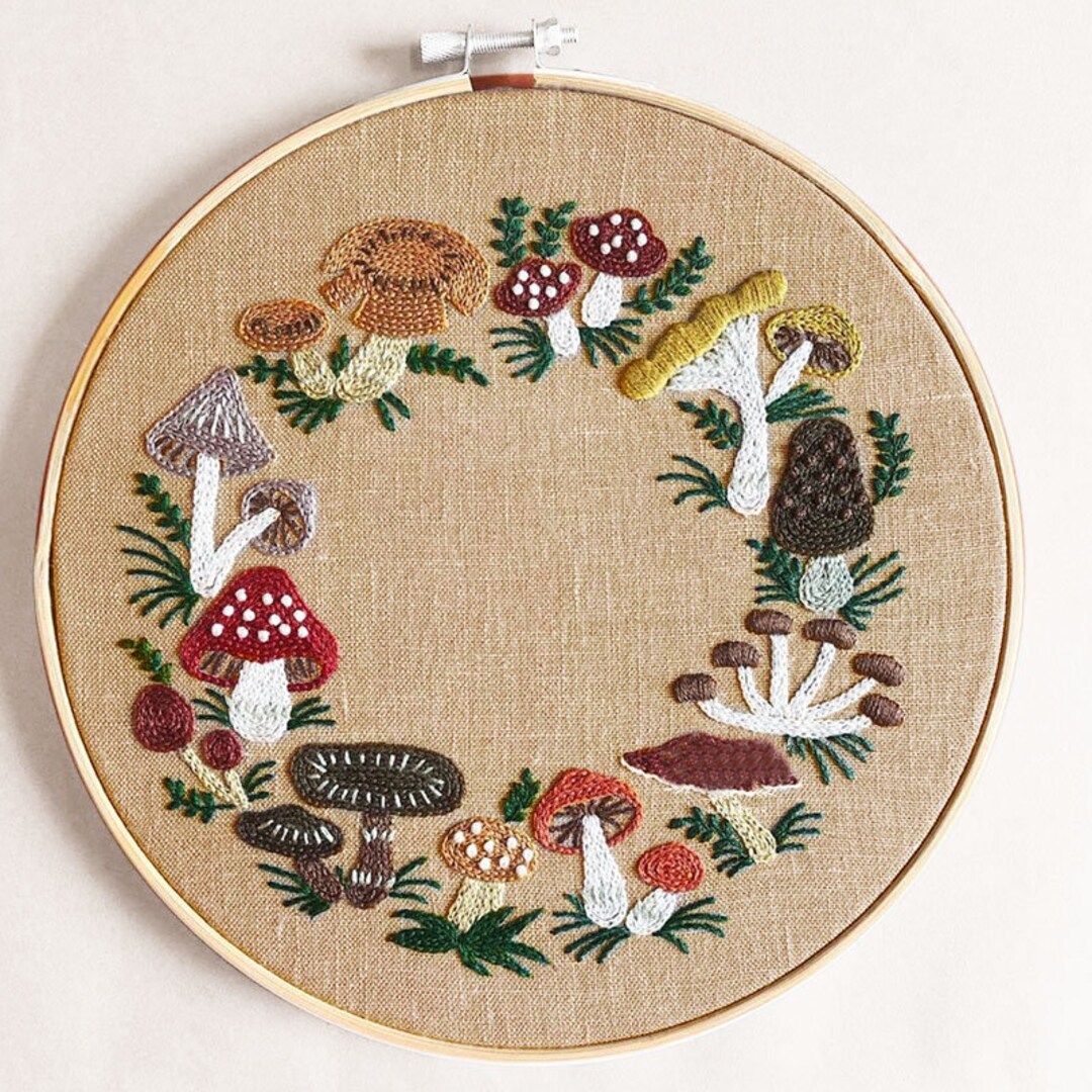 Mushroom Embroidery Kit, Needlecraft Kit, Embroidery Pattern, Beginners ...