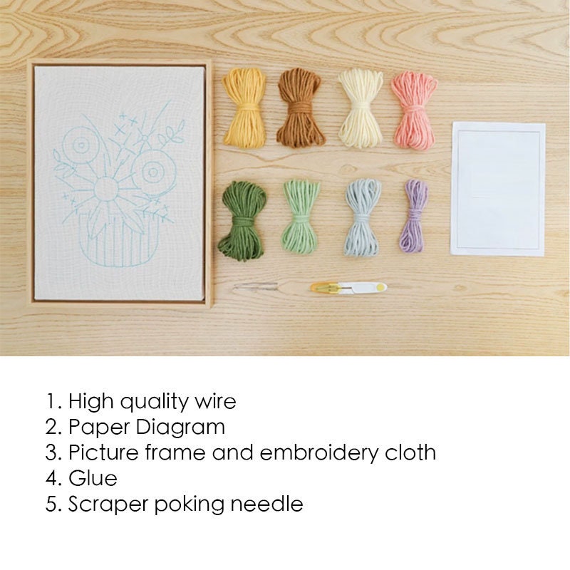 Poke Embroidery DIY Kit Embroidery Flower Basket Painting for Beginners ...