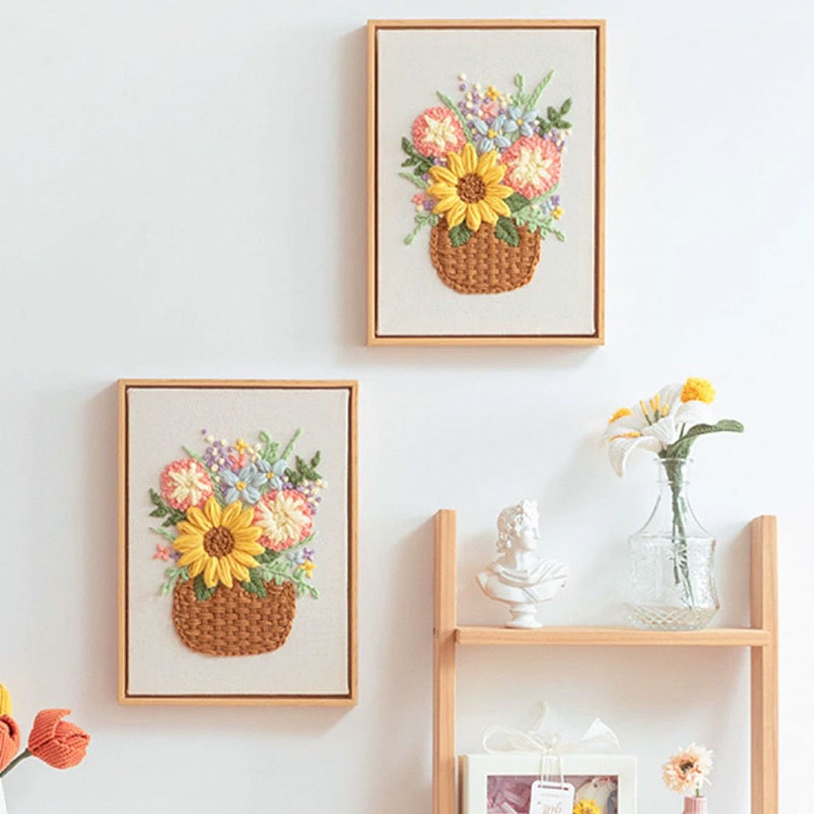 Poke Embroidery DIY Kit Embroidery Flower Basket Painting for Beginners ...