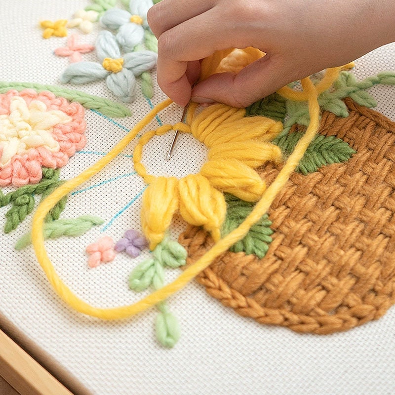 Poke Embroidery DIY Kit Embroidery Flower Basket Painting for Beginners ...