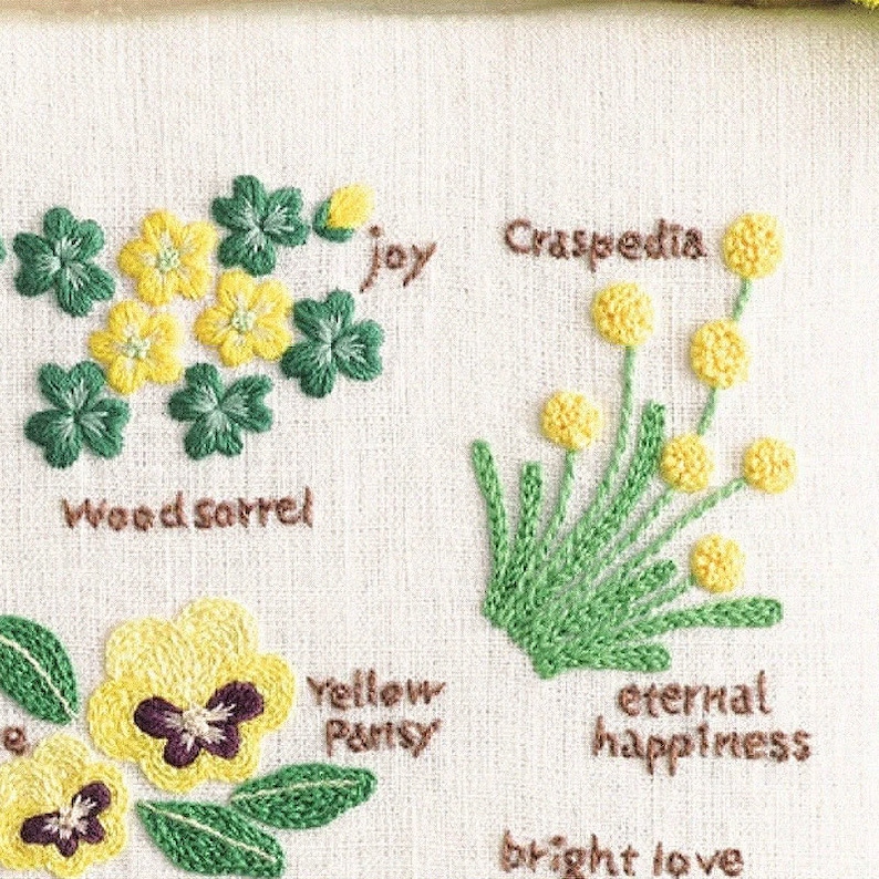 Happy Yellow Flowers Embroidery DIY Kit - Cute Flower Pattern for ...