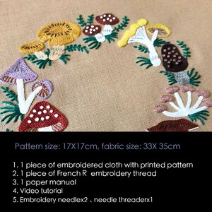 Mushroom Embroidery Kit, Needlecraft Kit, Embroidery Pattern, Beginners ...