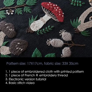 Mushroom Embroidery Kit, Needlecraft Kit, Embroidery Pattern, Beginners Embroidery Kit, Modern ...
