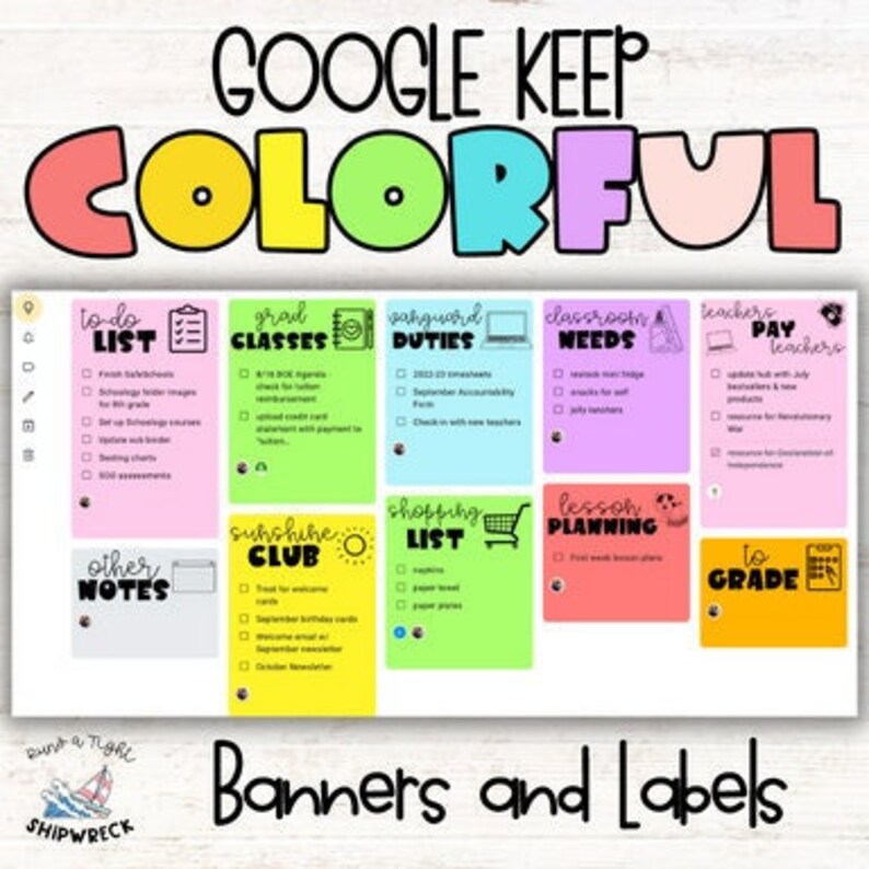 Google Keep Colorful Headers for to Do Lists Digital Planning ...