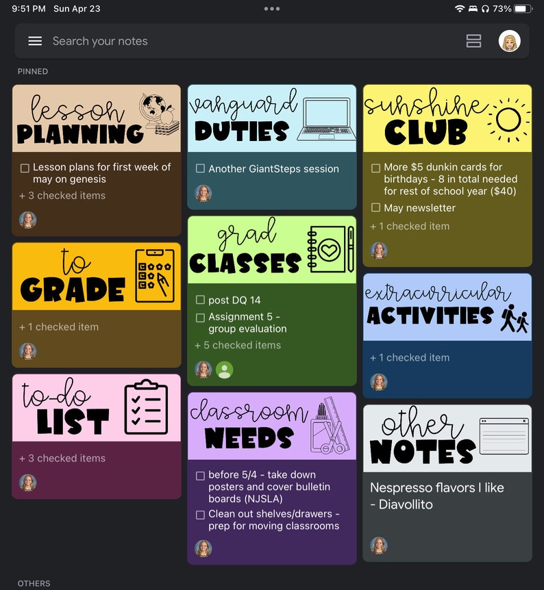 Google Keep Colorful Headers for to Do Lists Digital Planning ...