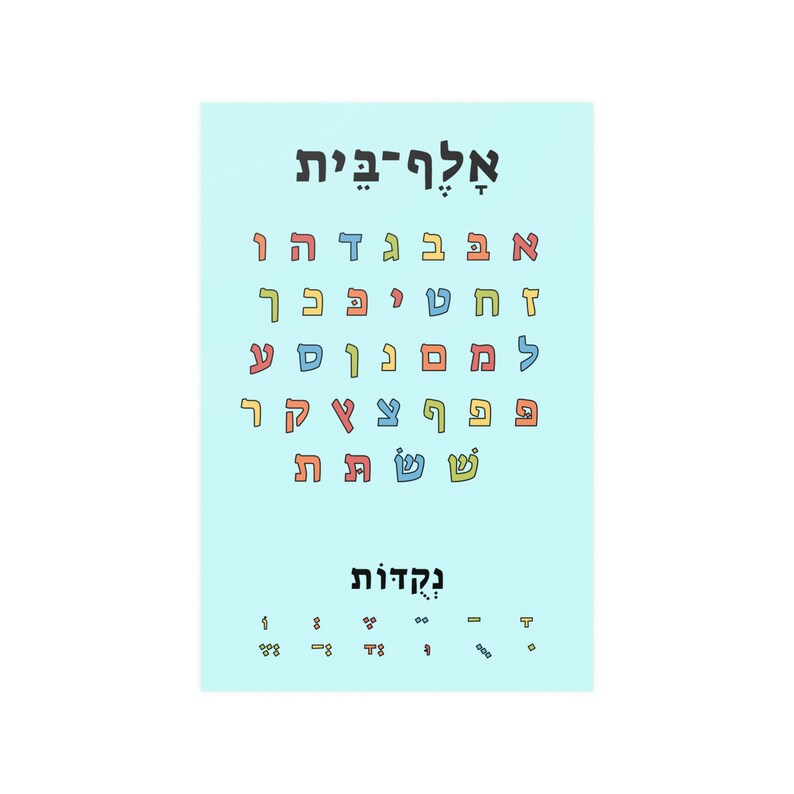 Aleph Bet Poster | Hebrew Alphabet Poster Wall Hanging | עברית | אלף ...