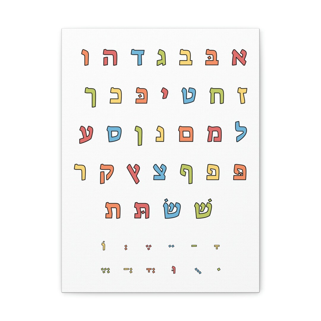 Aleph Bet Canvas Wrap | Hebrew Alphabet | אלפבית עברי | אלף־בית - Etsy