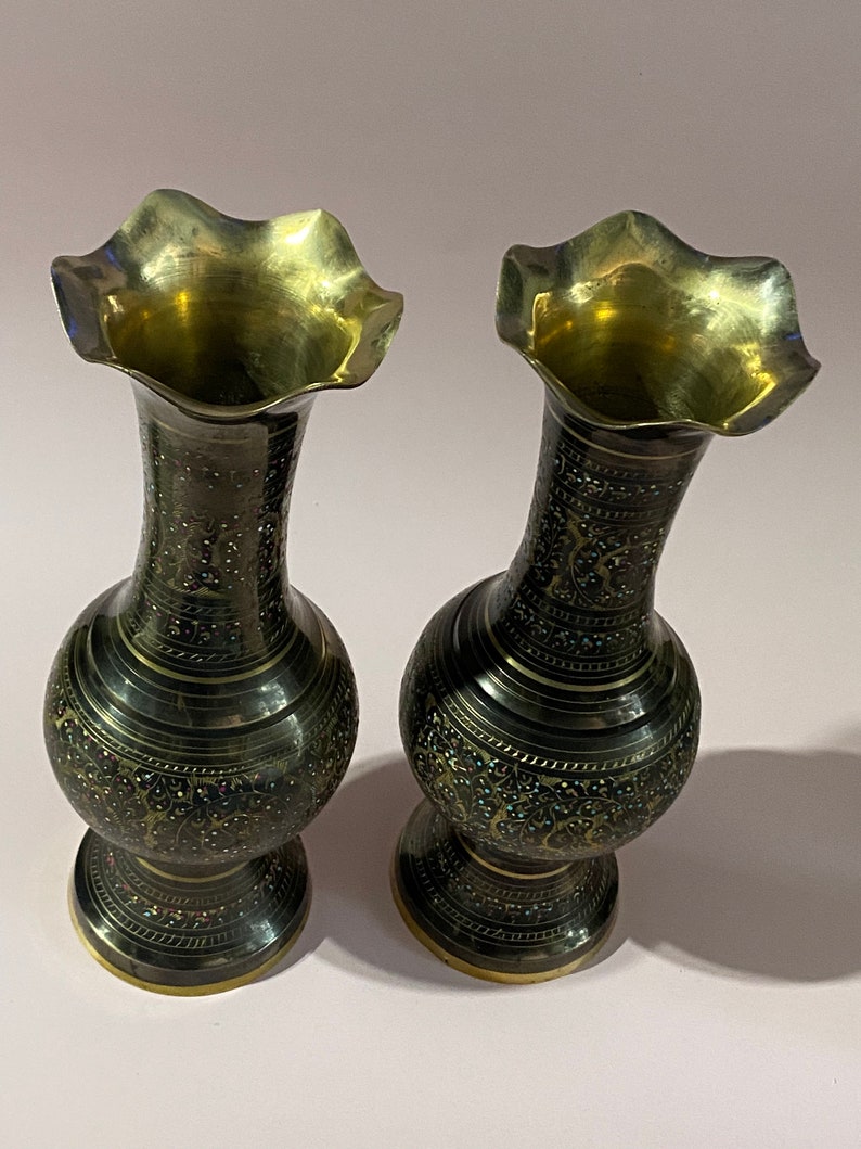 Bronze Made in Pakistan Hand Painted and Carved Wedding Vases - Etsy