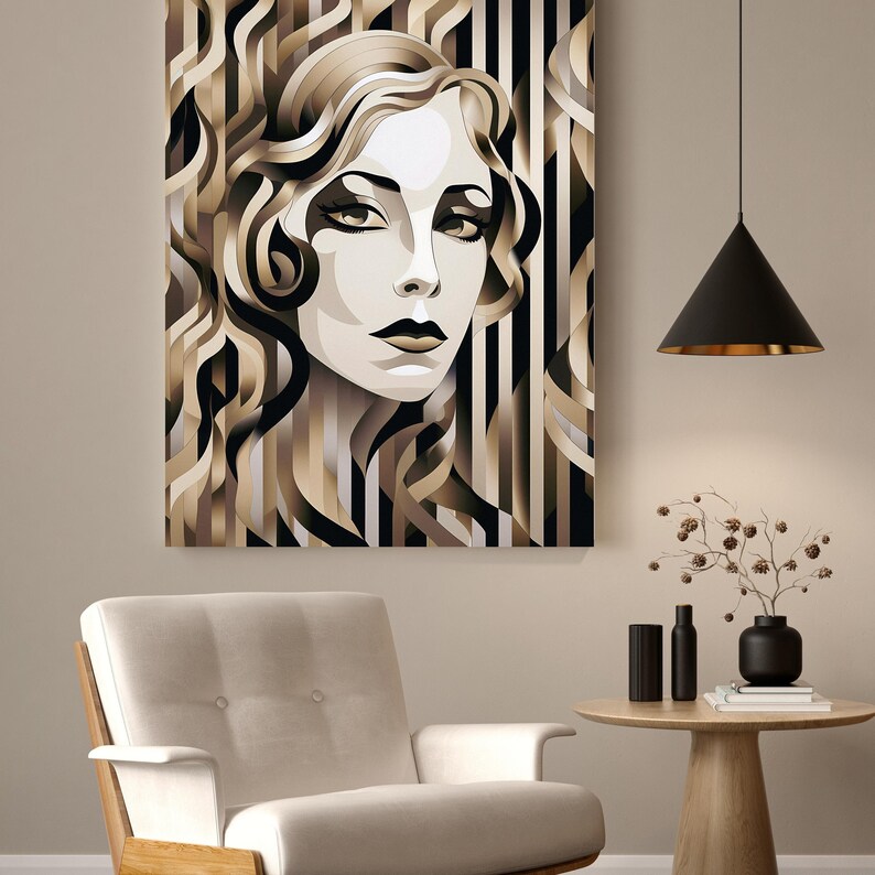 Vintage Woman in Art Deco Style Vintage Art Abstract Art - Etsy