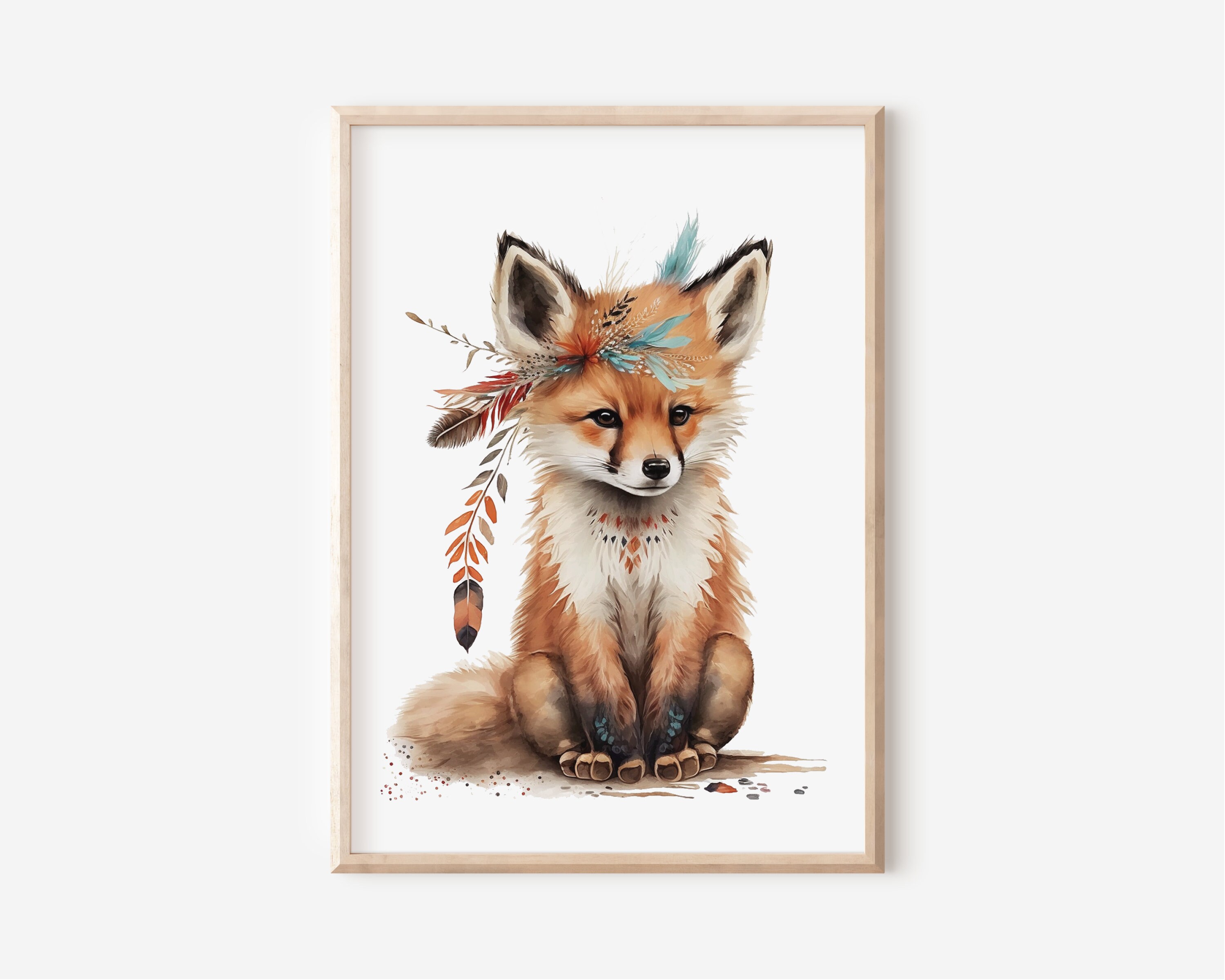 Fox Printable Poster Boho Nursery Wall Art Print DIGITAL DOWNLOAD - Etsy