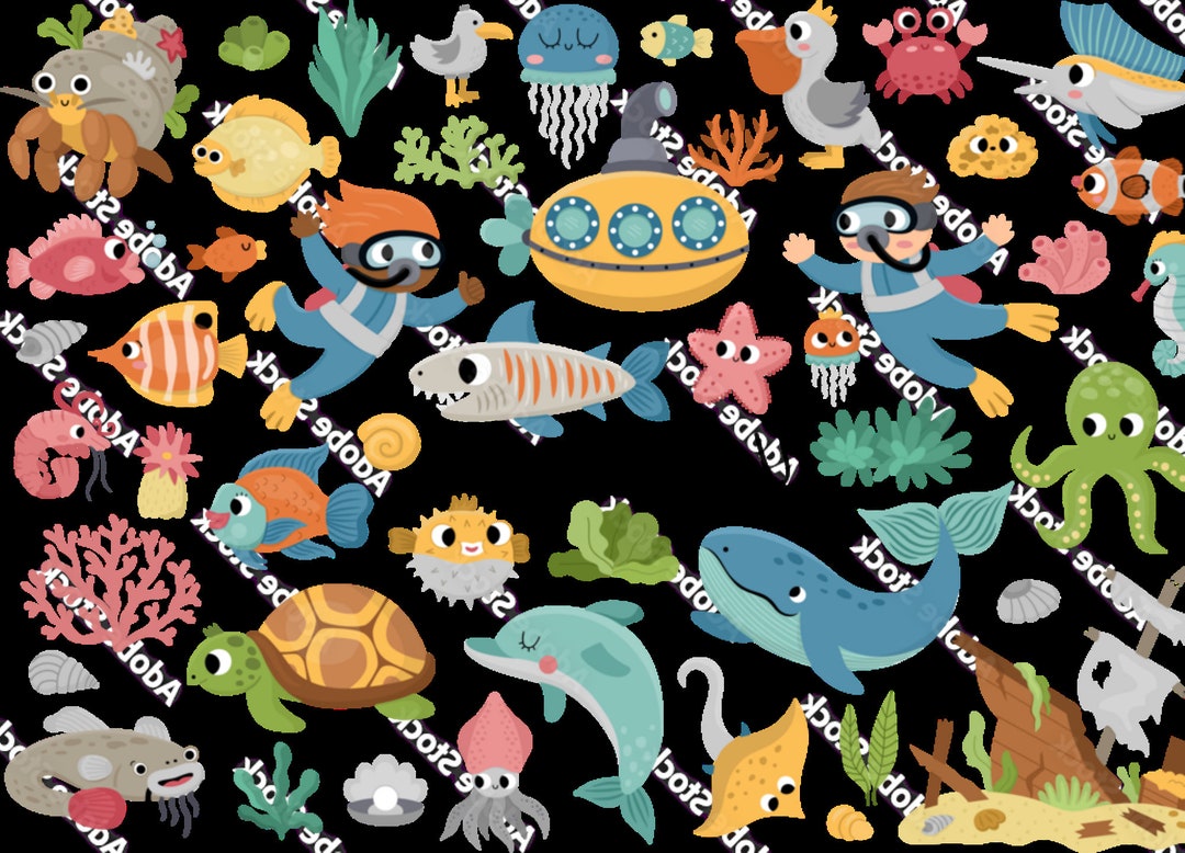 Ocean Clipart Underwater Clipart Sea Animals Png Clipart - Etsy