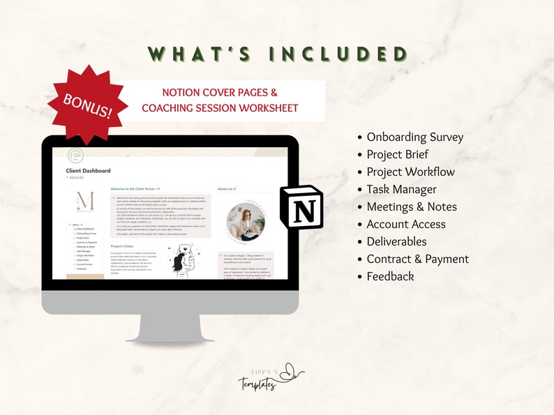 Notion Client Dashboard for Clients Onboarding, Notion Client Portal, Project Tracker for ...