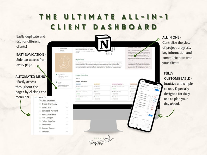 Notion Client Dashboard for Clients Onboarding, Notion Client Portal ...