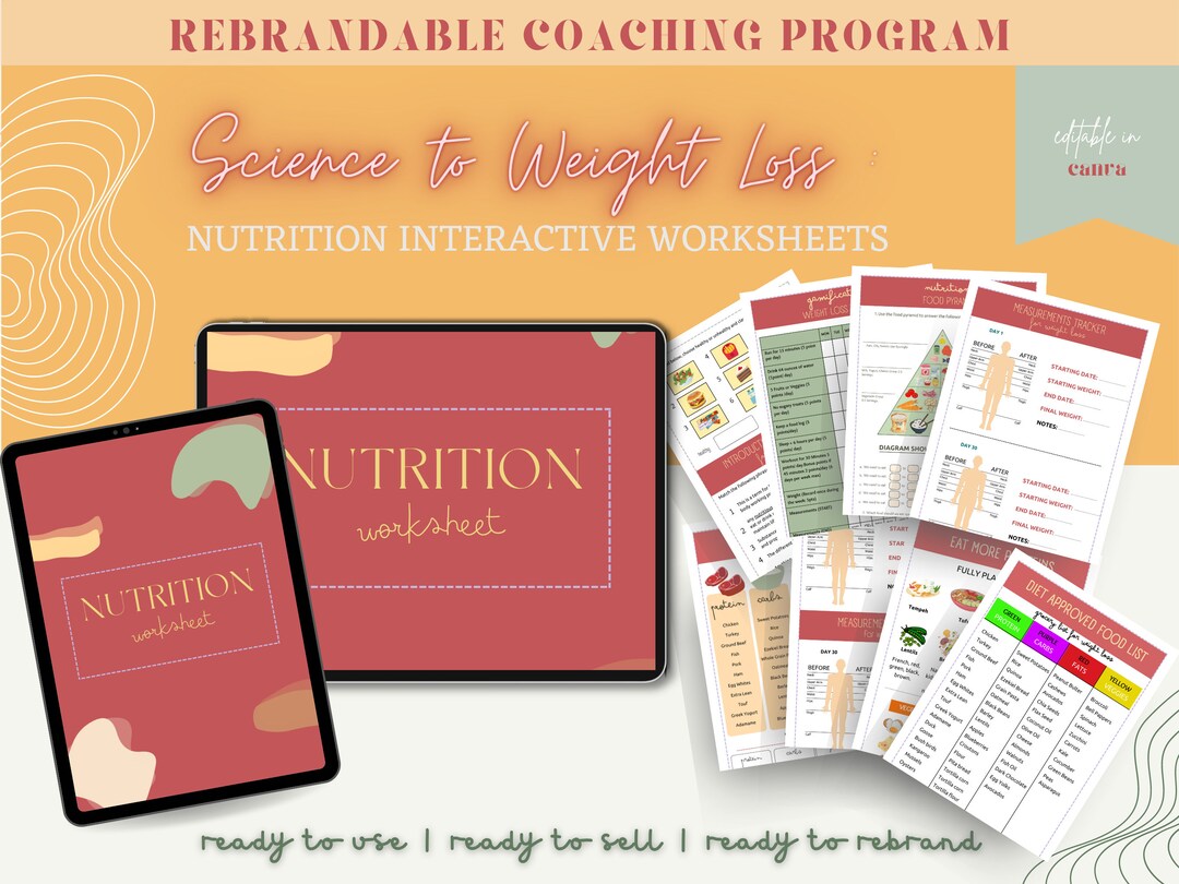 Interactive Worksheets for Weight Loss Nutrition Coaching Program for ...