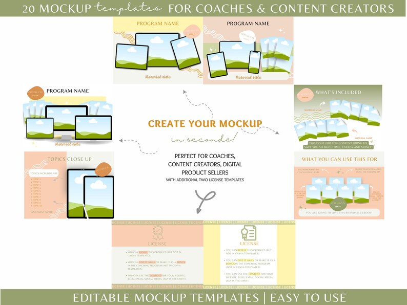 Editable Product Mock-up Templates for Coaches, Content & Course ...
