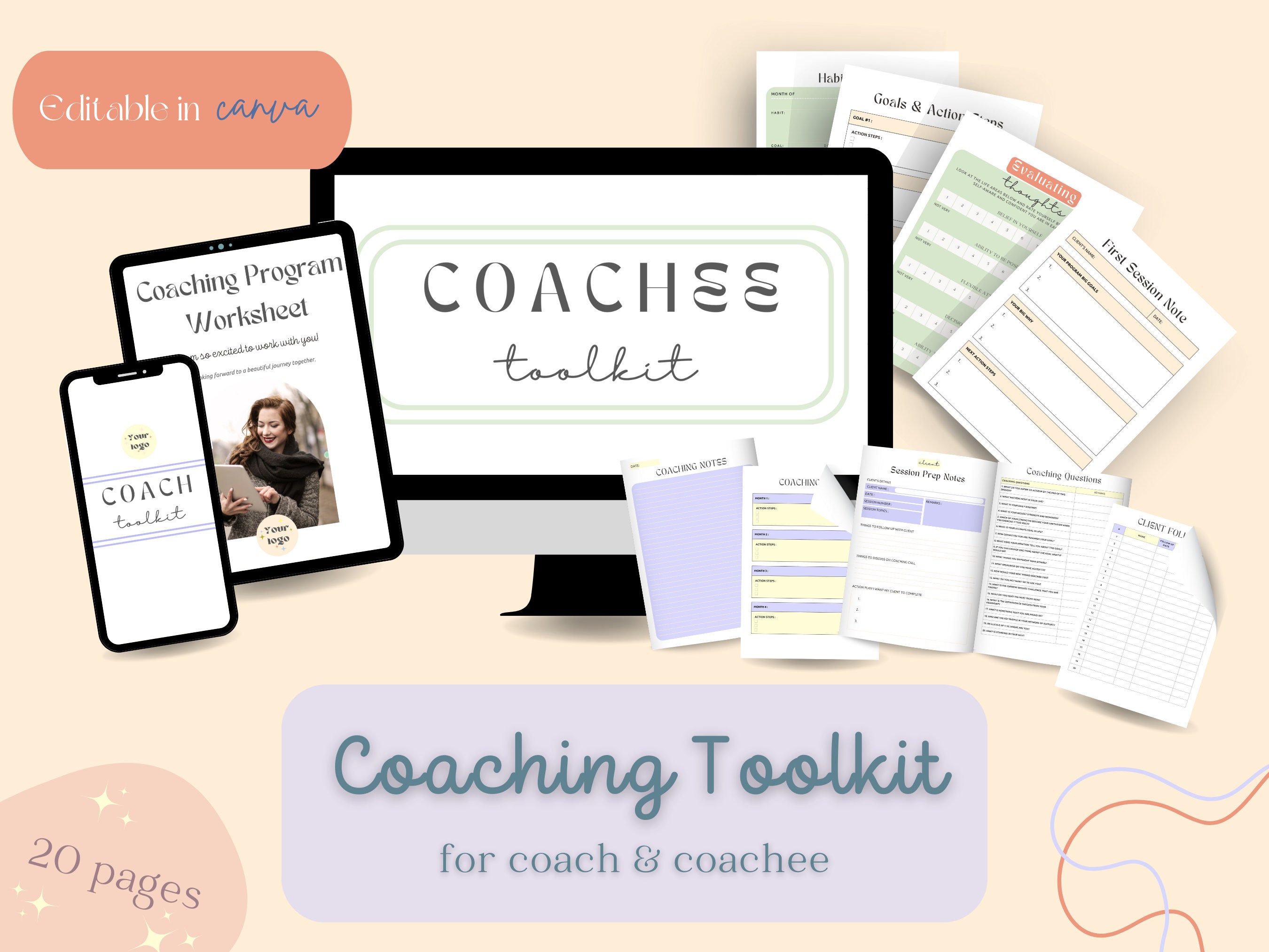 Coaching Session Toolkit Life Coach Worksheets Client Coaching Session ...