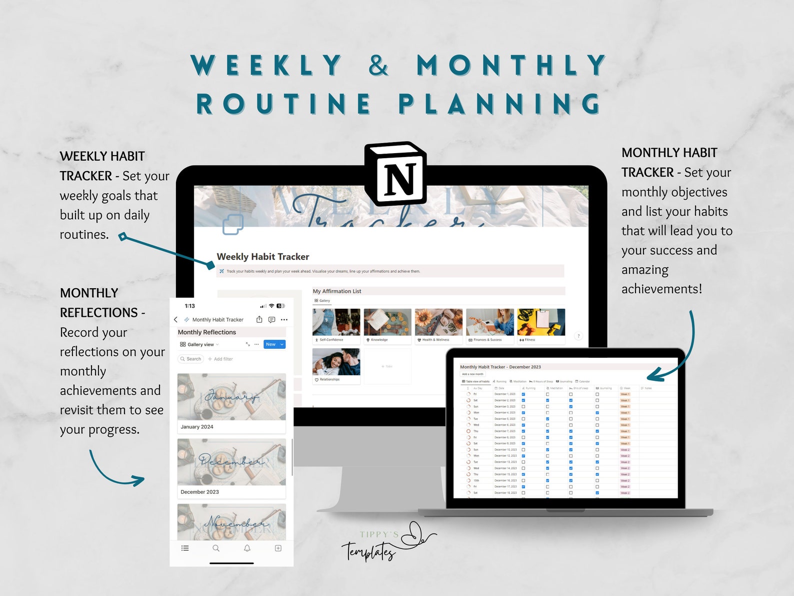 Notion Productivity Planner Aesthetic Template, Daily Pomodoro Tracker ...