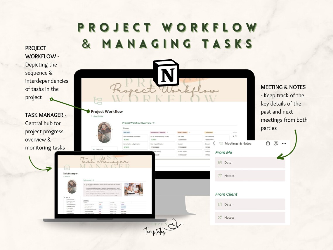 Notion Client Dashboard for Clients Onboarding, Notion Client Portal ...