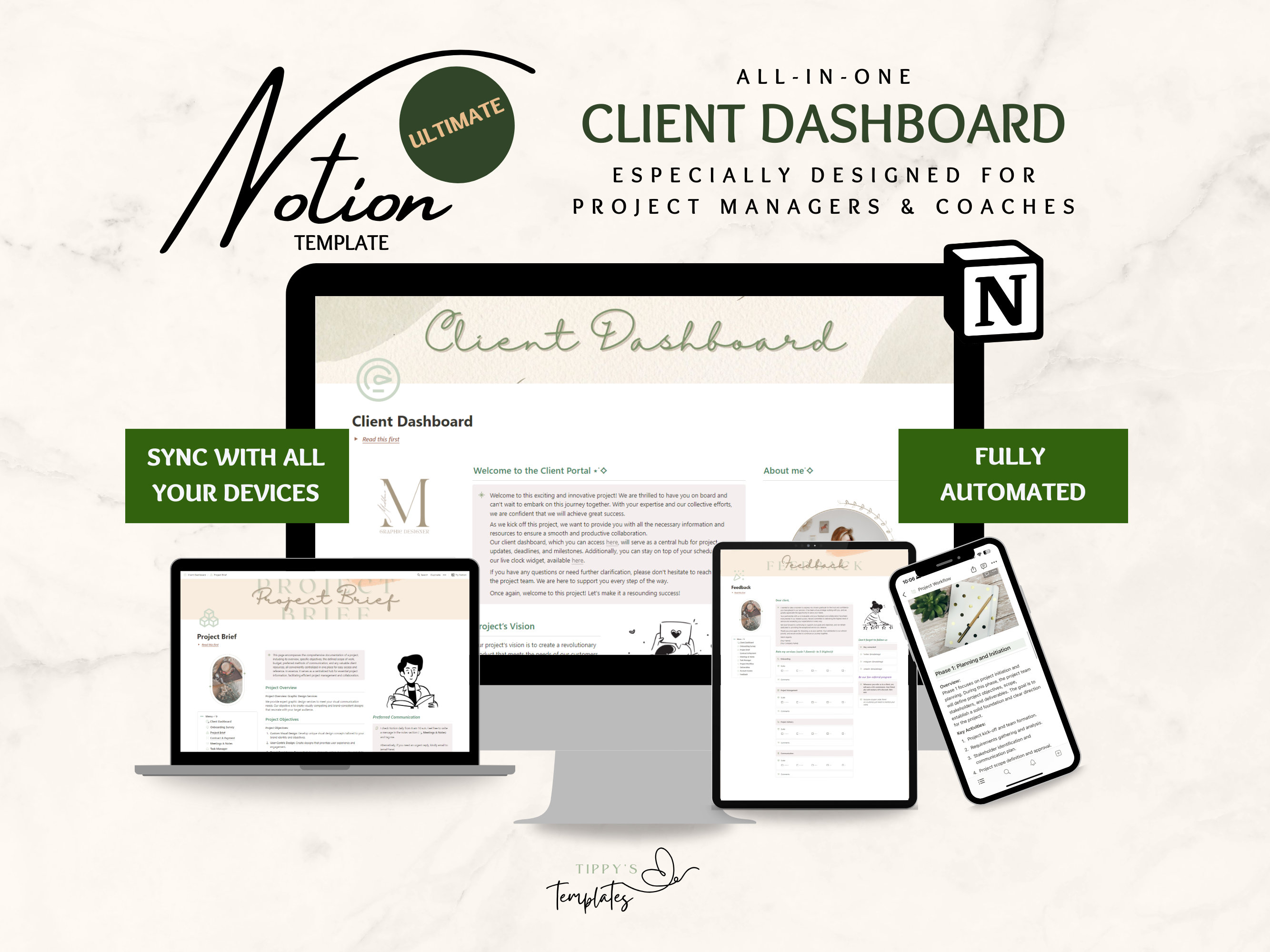 Notion Client Dashboard for Clients Onboarding, Notion Client Portal, Project Tracker for ...