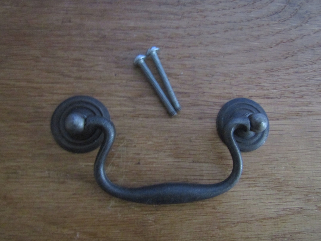 Large SWAN NECK Swing Design Cast Iron Rustic Vintage Handle Cabinet ...