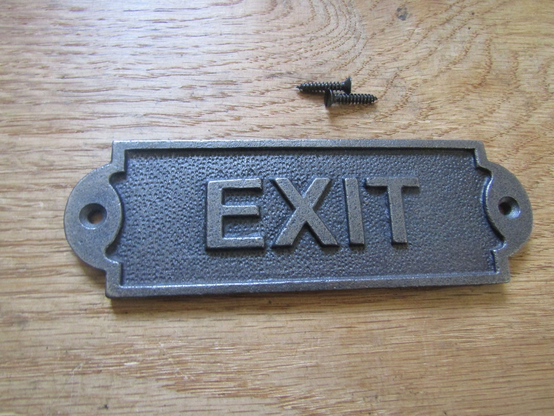 EXIT Solid Cast Iron Vintage Rustic Plaque Sign Notice Plate Keyring ...