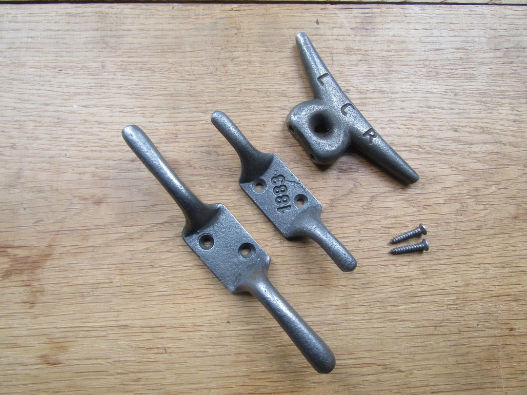 CLEAT HOOK Cast Iron Rustic Vintage Old Victorian Style Airer Boat ...