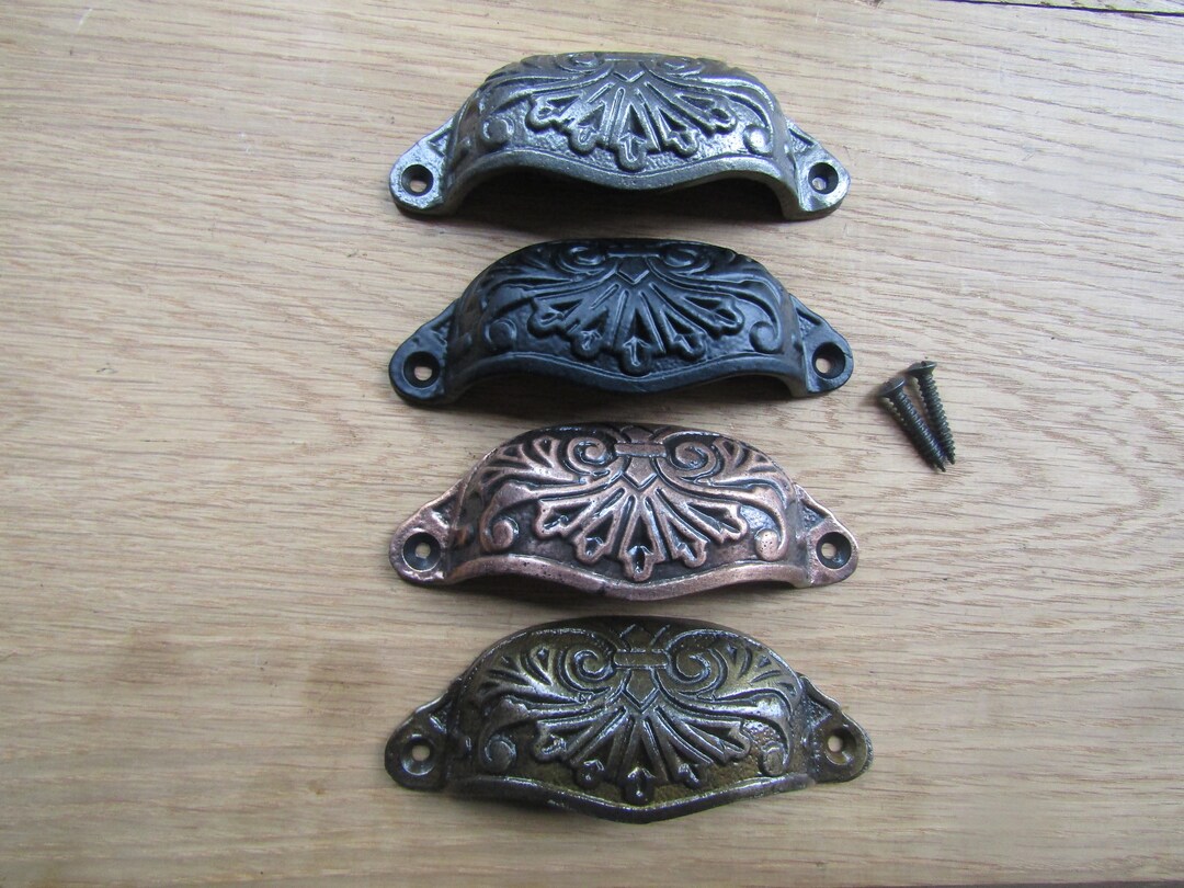 ORNATE CUP HANDLE Vintage Cabinet Handle Cupboard Drawer Shell Handle ...