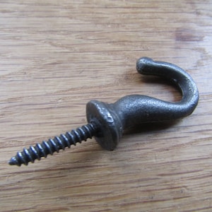 SCREW IN HOOK Cast Iron Screw Hook Antique Vintage Style Hooks Dresser ...