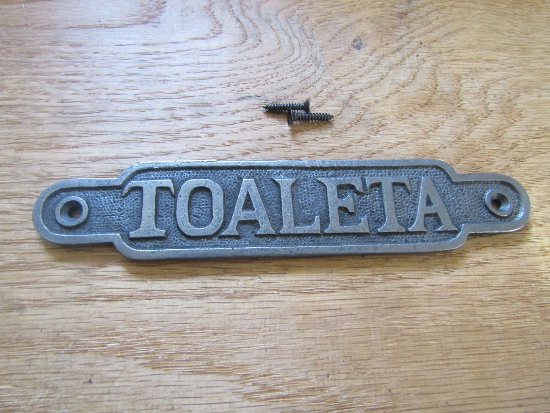 Toaleta-romanian WC Solid Cast Iron Vintage Rustic Plaque Sign Notice ...