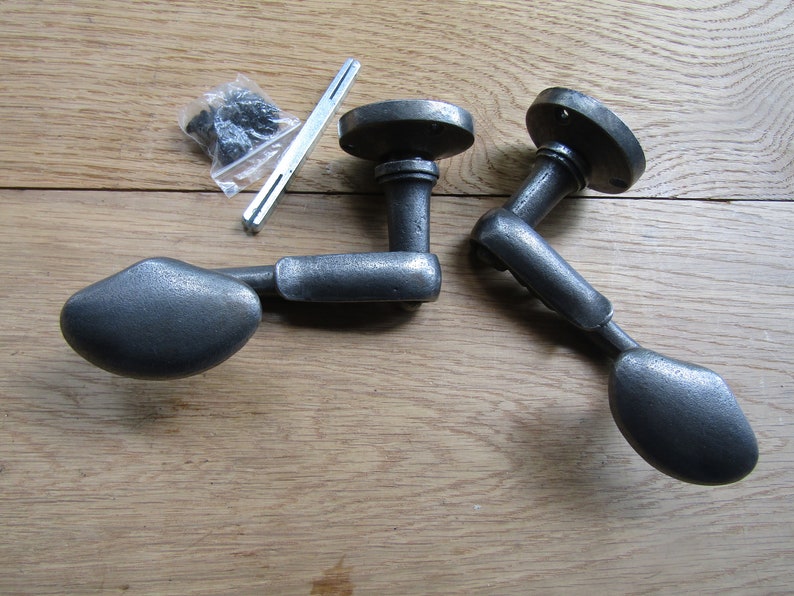 Rustic Iron Lever on Rose Door Handles Old Vintage Industrial Antique ...