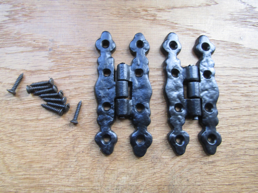 PAIR of Rustic Iron Butt Hinges Cast Iron Vintage Old Style Cupboard ...