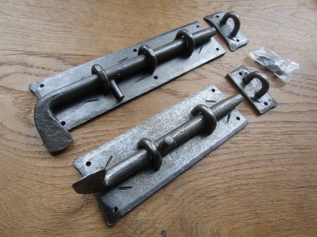 Heavy Rustic Iron Door Bolt Vintage Cottage Hand Forged Blacksmith Door ...