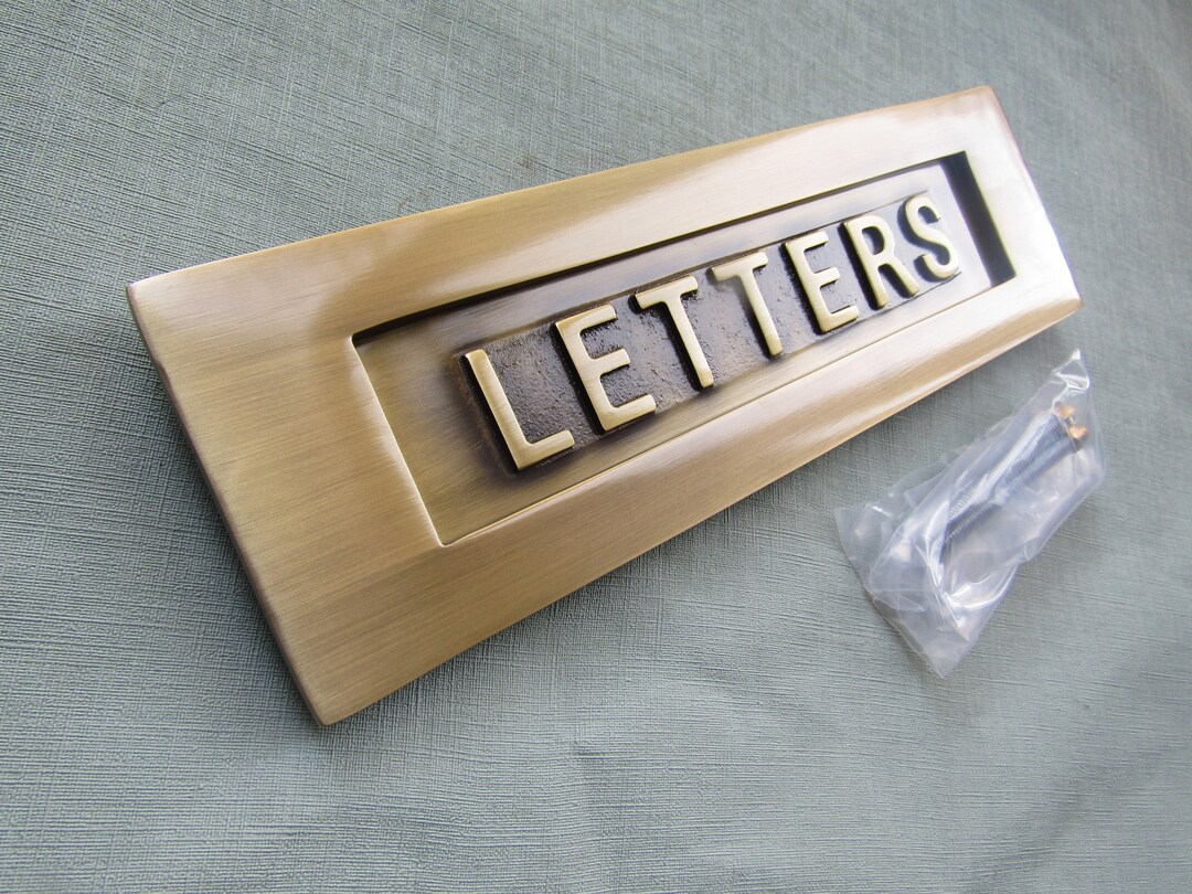 Door Letter Plate SOLID BRASS Vintage Old Style Sprung Victorian Door ...