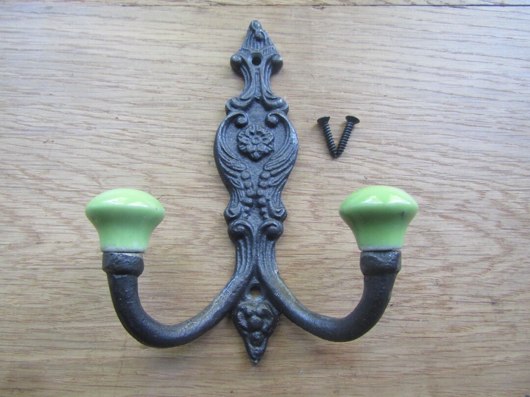 Rustic Iron Coat Hanging Hooks Vintage Decorative Ornate Retro Peg ...