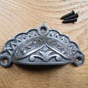 Rustic Iron CUP SHELL Handle Cabinet Handles Vintage Cabinet Ornate ...