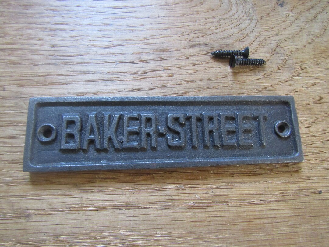 BAKER STREET Solid Cast Iron Vintage Rustic Plaque Sign Notice Plate ...